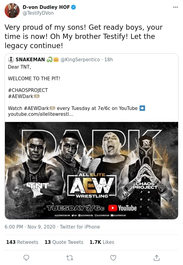 D-Von Dudley’s Sons Set To Appear For AEW – WEB IS JERICHO