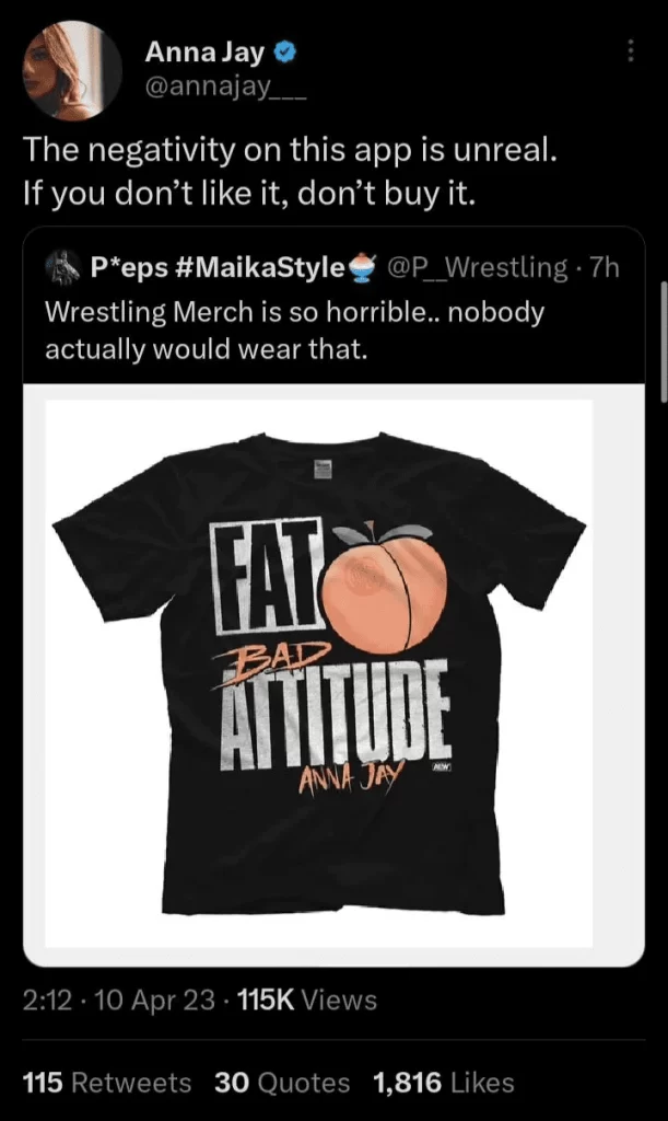 Anna Jay Responds To Criticism Of Her New T-Shirt - WEB IS JERICHO