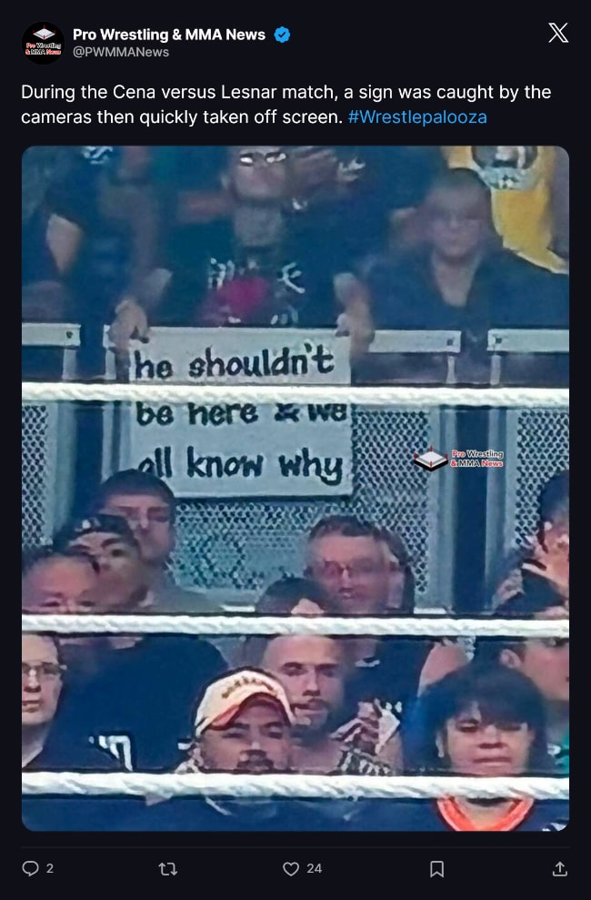 The Fan Sign WWE Tried To Hide At Wrestlepalooza Has Been Exposed – WEB ...